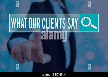 Writing note showing Client Testimonials. Business concept for Written ...
