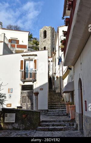 A narrow street between the houses of Scala, a town in the province of ...