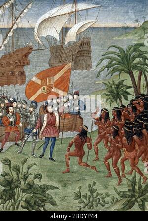 Spanish conquest of the Aztec Empire (1519-1521). Battle of Otumba, 1520. Engraving, 1875 ...