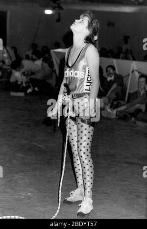 French female climbing champion Isabelle Patissier attends World ...