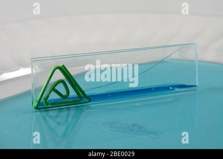 Demonstration of capillary action, capillarity, experiment with ...