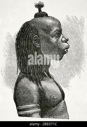 Africa. Manyema indigenous, warlike Bantu people. Engraving. Africa ...