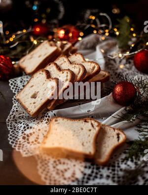 sliced bread with new year toys Stock Photo - Alamy