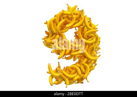 Number 2 from bananas, 3D rendering isolated on white background Stock ...