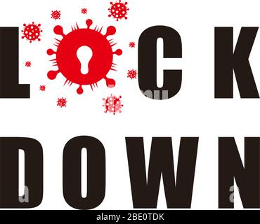 Coronavirus poster design with word lock down and policeman ...