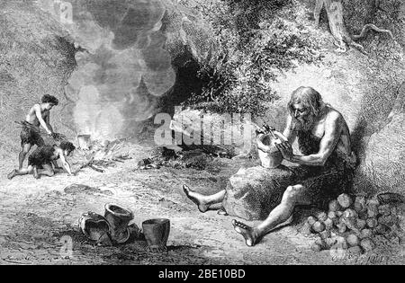 Prehistoric Man, Stone Age Potter Stock Photo - Alamy