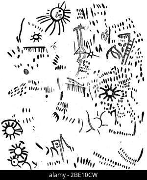 Neolithic Representation of Solar Symbols Stock Photo - Alamy