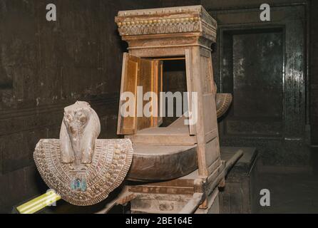 The Naos boat of Horus at the Temple of Edfu, an Egyptian temple ...