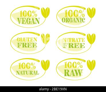 vegan icon bio ecology organic,logos label tag green leaf Stock Vector ...