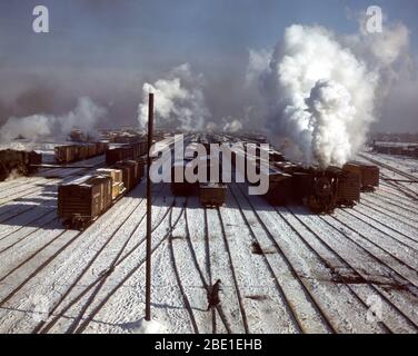 View of a classification yard at C & NW Railroads Proviso yard, Chicago ...