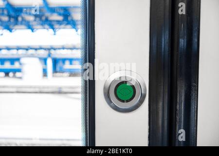 Press to open button for opening automatic door Stock Photo - Alamy