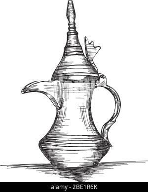 Middle Eastern Culture Dallah - Vector Illustration of the arabic ...