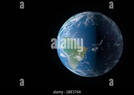 3D rendering Earth from space against the background of the starry sky ...