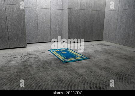 Modern mosque architecture. Minimalist design of minbar and mihrab of a ...