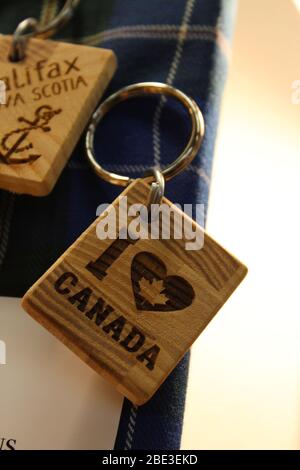 Wooden Canada Keyrings / Magnets Stock Photo - Alamy