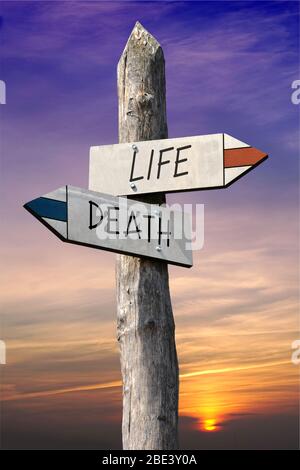 Life or death signpost Stock Photo - Alamy