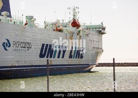 The PKP Cargo Jan Śniadecki Unity Line car and train ferry, docked in ...