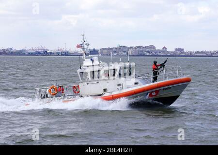 Coast Guard 45-foot Response Boat-Medium crew members from Station ...
