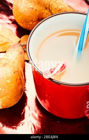 Appetizing rustic fruit juice or pear compote Stock Photo - Alamy