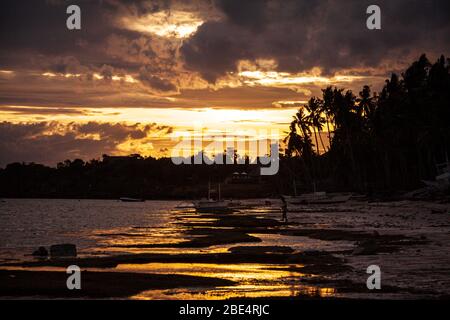 Beautiful sunset at a beach in Bohol Island, Phillippines Stock Photo ...
