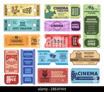 Colorful retro circus ticket. Decorative elements, star pattern, text CIRCUS, ADMIT ONE, details ...