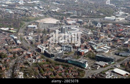 Blackburn town centre in Lancashire, The Wainwright Bridge a landmark ...