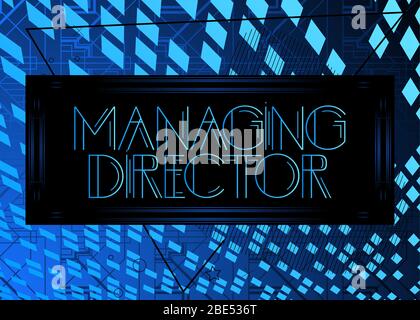 Art Deco Director text. Decorative greeting card, sign with vintage ...