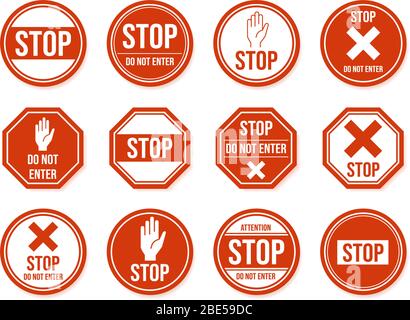 Set of ban symbols. Circle sign stop entry and slash line. Vector ...