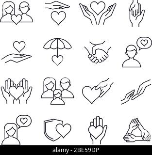 Partnership line icons, signs, vector set, outline illustration concept ...