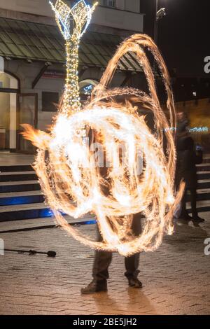 Amazing fireshow performance Stock Photo - Alamy