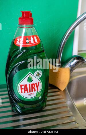 Bottle Of Red Fairy Washing Up Liquid Stock Photo - Alamy