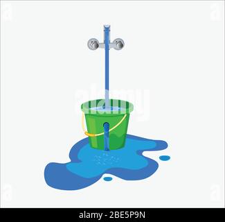 Cartoon Illustration of Tap with Pouring Water Clip Art Stock Vector ...