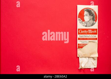 A 1940s surgical mask made by Curity, a division of The Kendall Company ...