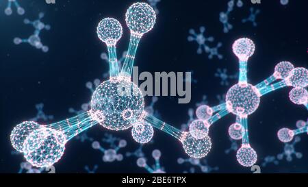 Digital molecules, atoms bacground. Grid structure, connection lines ...