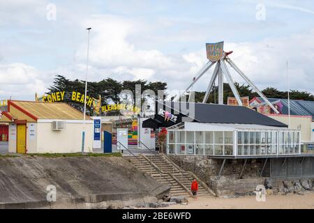 A general view of the beach with the theme park, Adventure Island ...