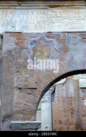 The ruins of the Roman Temple of Portico D'Ottavia in the historic ...