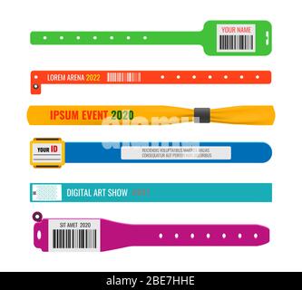 Control wristband. Colored invitation bracelet security identification ...