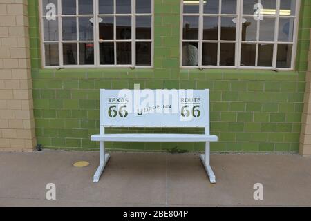 Bench with Route 66 sign Stock Photo - Alamy