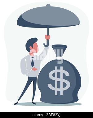 Business icon with hand and money bag with dollar sign. Concept of ...