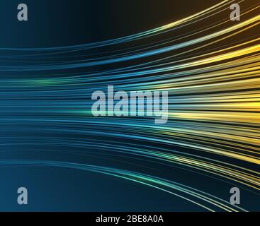 Abstract color light fast speed curve motion on black technology luxury background vector ...