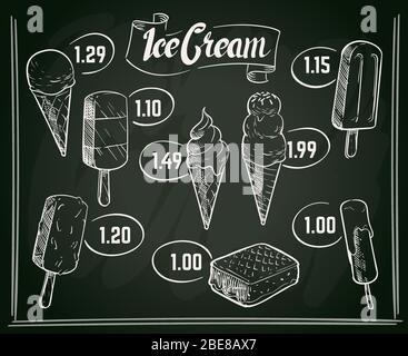 Cute hand drawn menu for cafe on food background. Linear illustration ...
