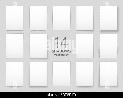 Paper posters with shadows. Realistic white isolated empty banners with ...