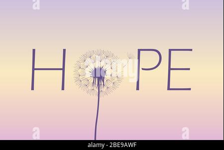 hope typography with dandelion on blue sky background Stock Vector ...