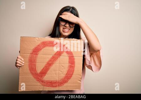 HAND HOLDING PROTEST SIGN 'SHAME' Stock Photo - Alamy