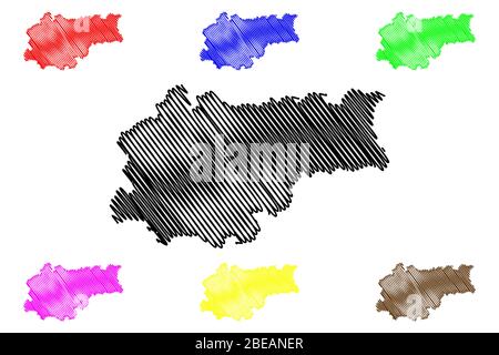 Krakow City (Republic of Poland) map vector illustration, scribble ...