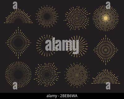 Sunburst set. Collection sunburst, star, firework explosion. Vector ...