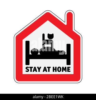 Stay home icon, house symbol, quarantine covid virus vector ...