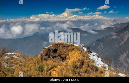 Kanchenjunga mountain range from Lungthung view point, Zuluk, Copy ...
