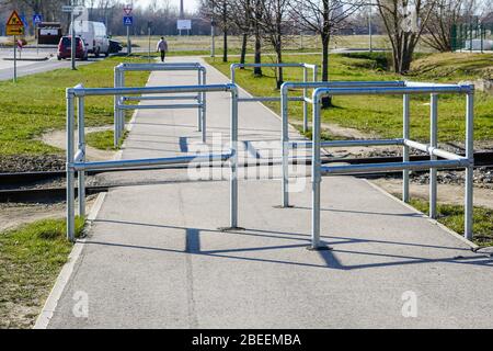 a labyrinth of pedestrian and cyclist safety before crossing the ...