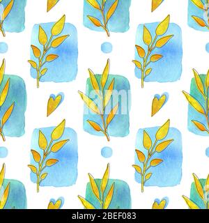 Watercolor shapes and leaves Stock Photo - Alamy